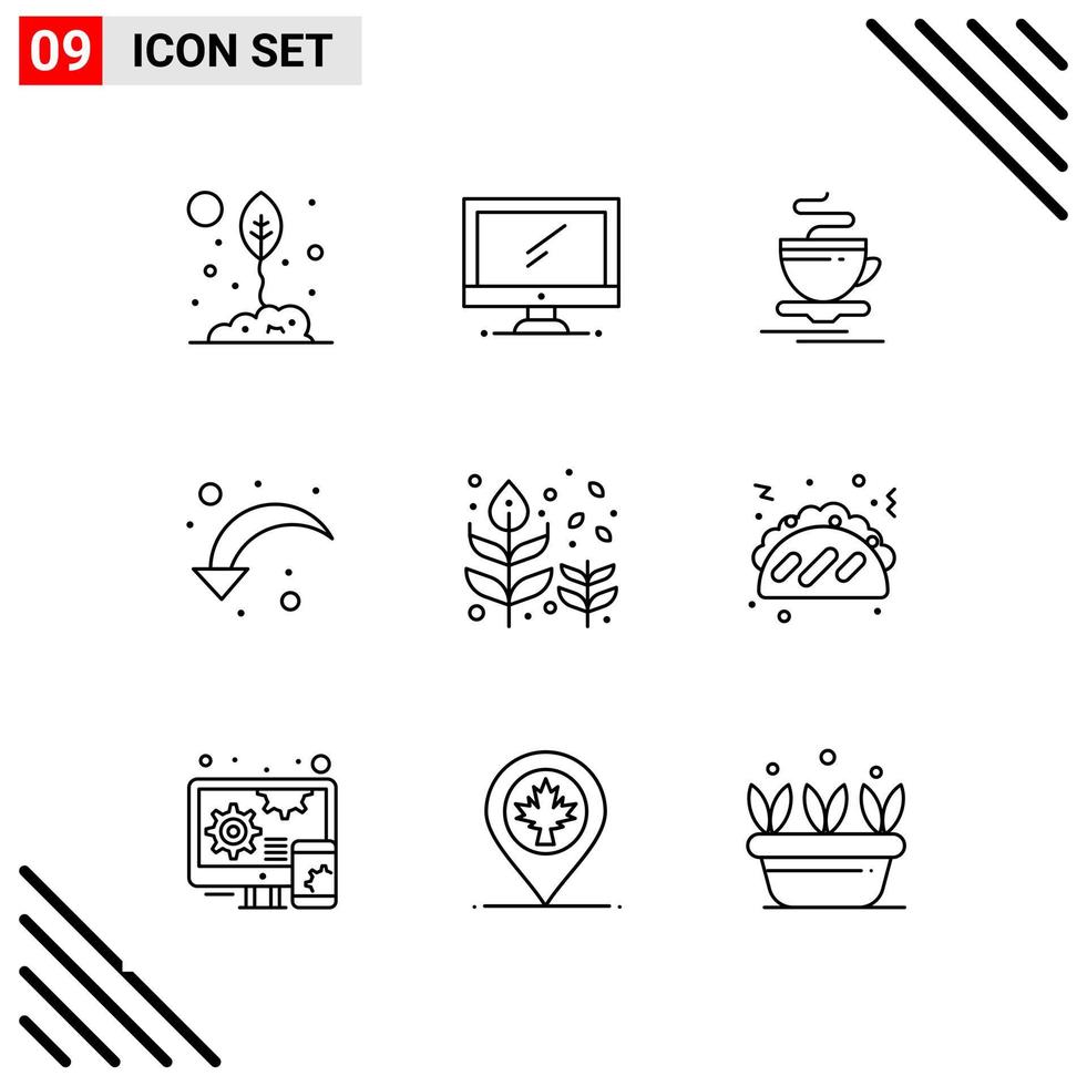 Pixle Perfect Set of 9 Line Icons Outline Icon Set for Webite Designing ...