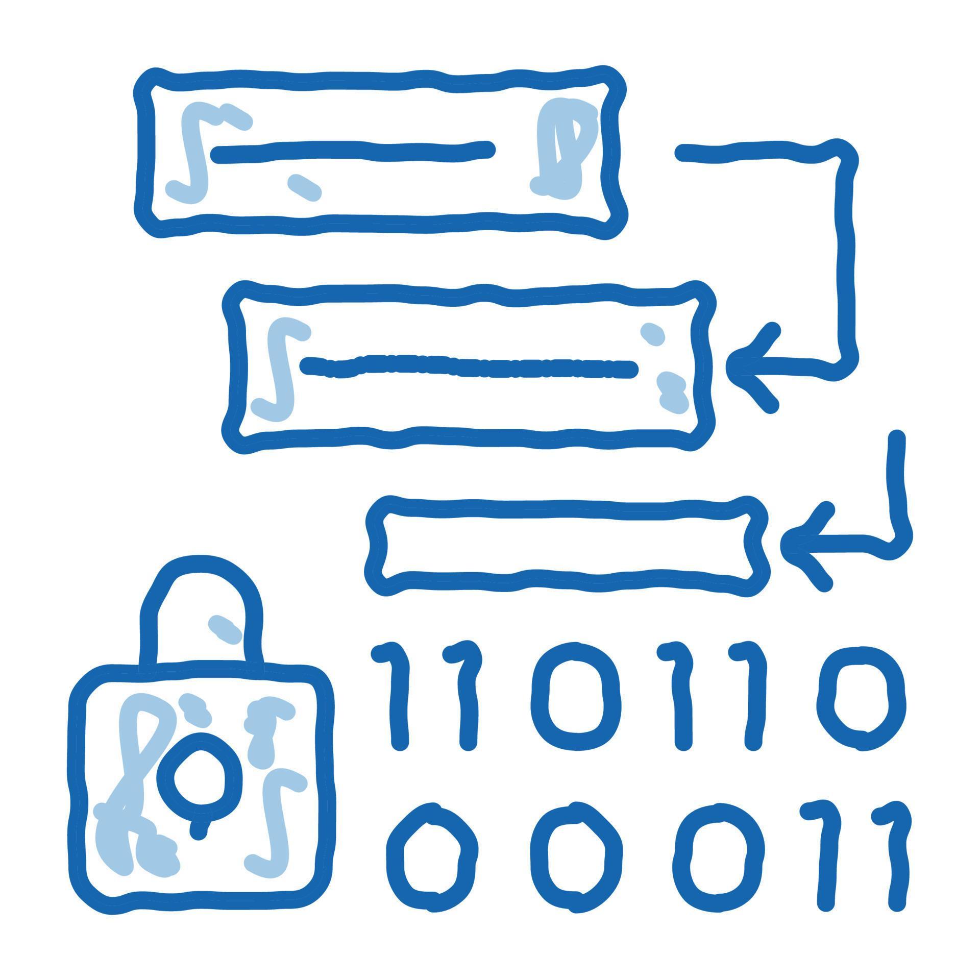 binary protection algorithm doodle icon hand drawn illustration ...