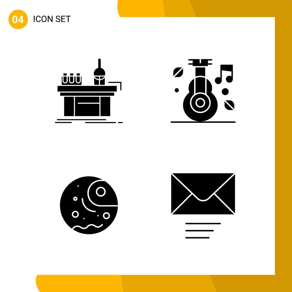 4 Icon Set Solid Style Icon Pack Glyph Symbols isolated on White ...