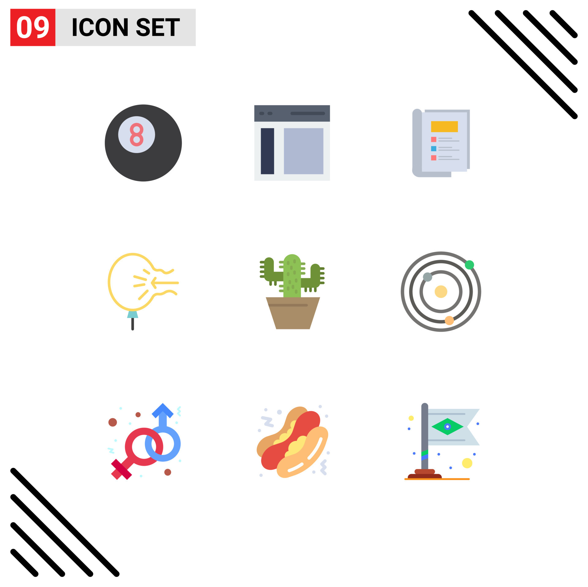 Set Of 9 Vector Flat Colors On Grid For Nature Stress Bundle Relief