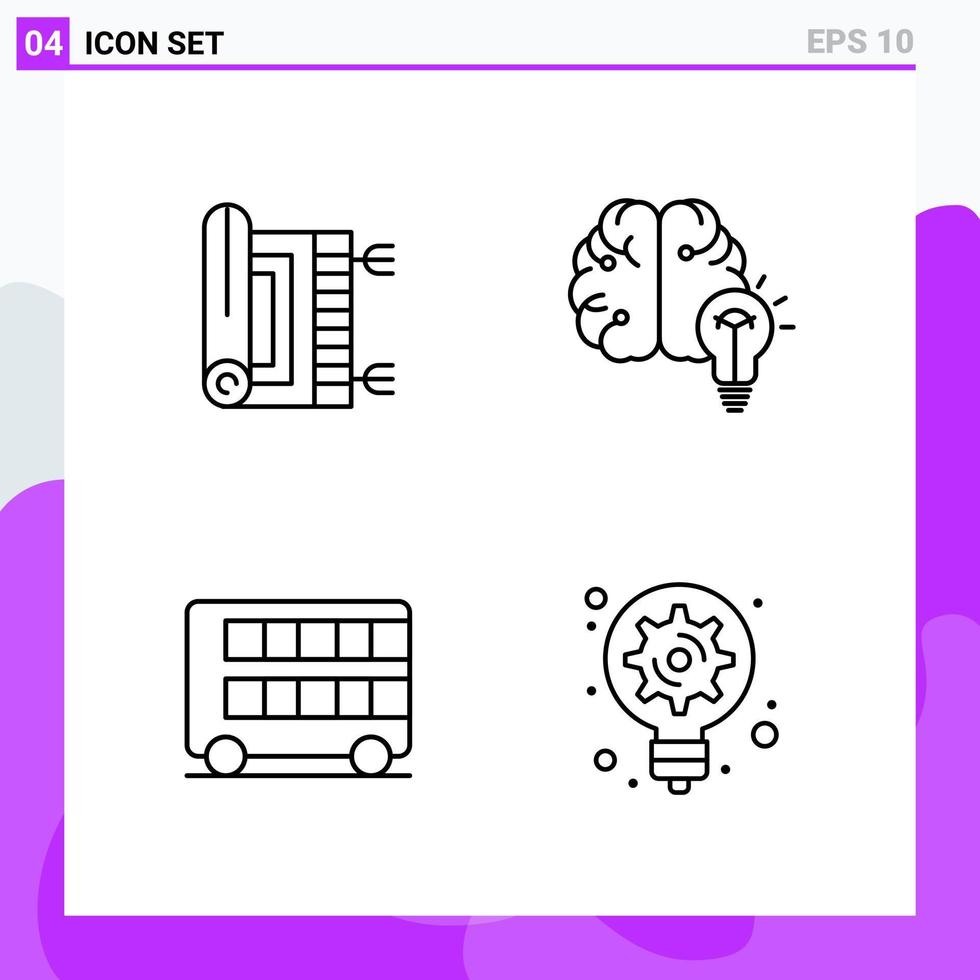 Set of 4 icons in Line style Creative Outline Symbols for Website ...