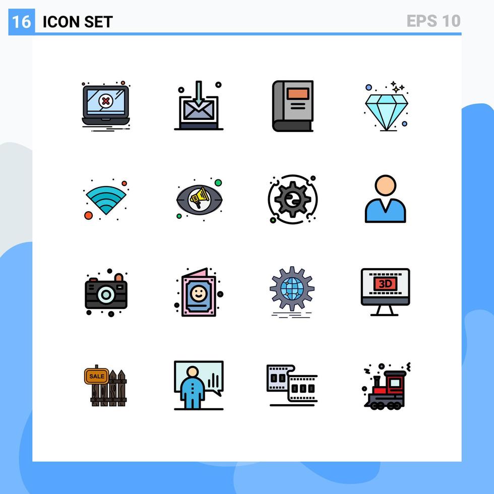 Editable Vector Line Pack of 16 Simple Flat Color Filled Lines of eye ...