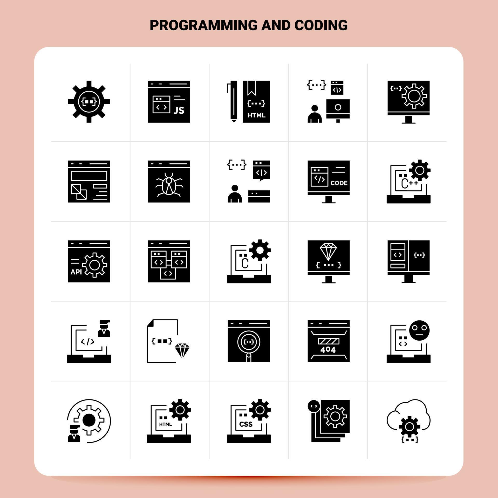 Solid 25 Programming And Coding Icon set Vector Glyph Style Design ...