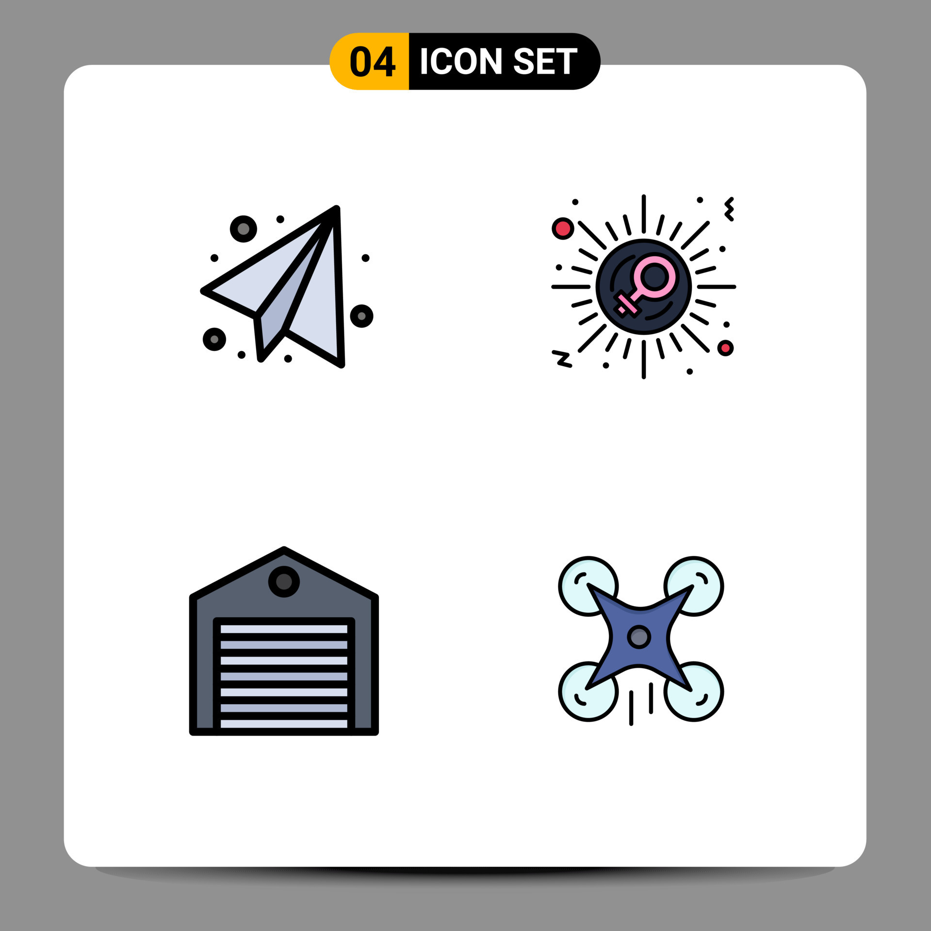 Filledline Flat Color Pack Of 4 Universal Symbols Of Back To School Order Sex Celebrate Shipping