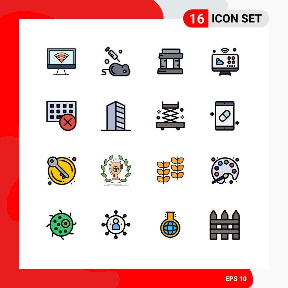 Set of 16 Modern UI Icons Symbols Signs for gadget computers landmark internet of things ...