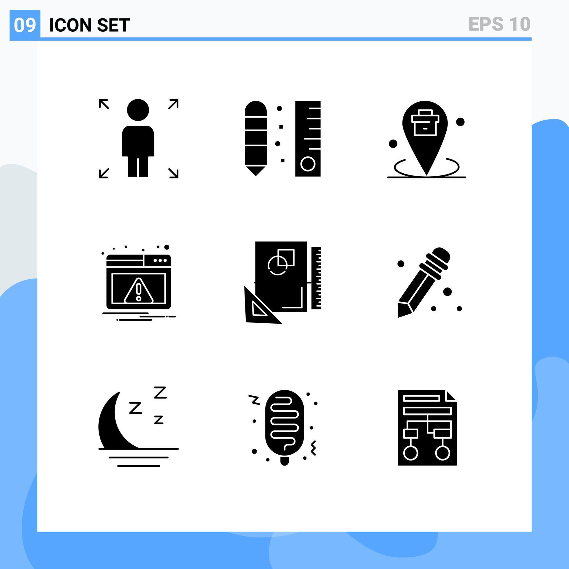 Set Of 9 Modern Ui Icons Symbols Signs For Design Notification Business Alert Placeholder