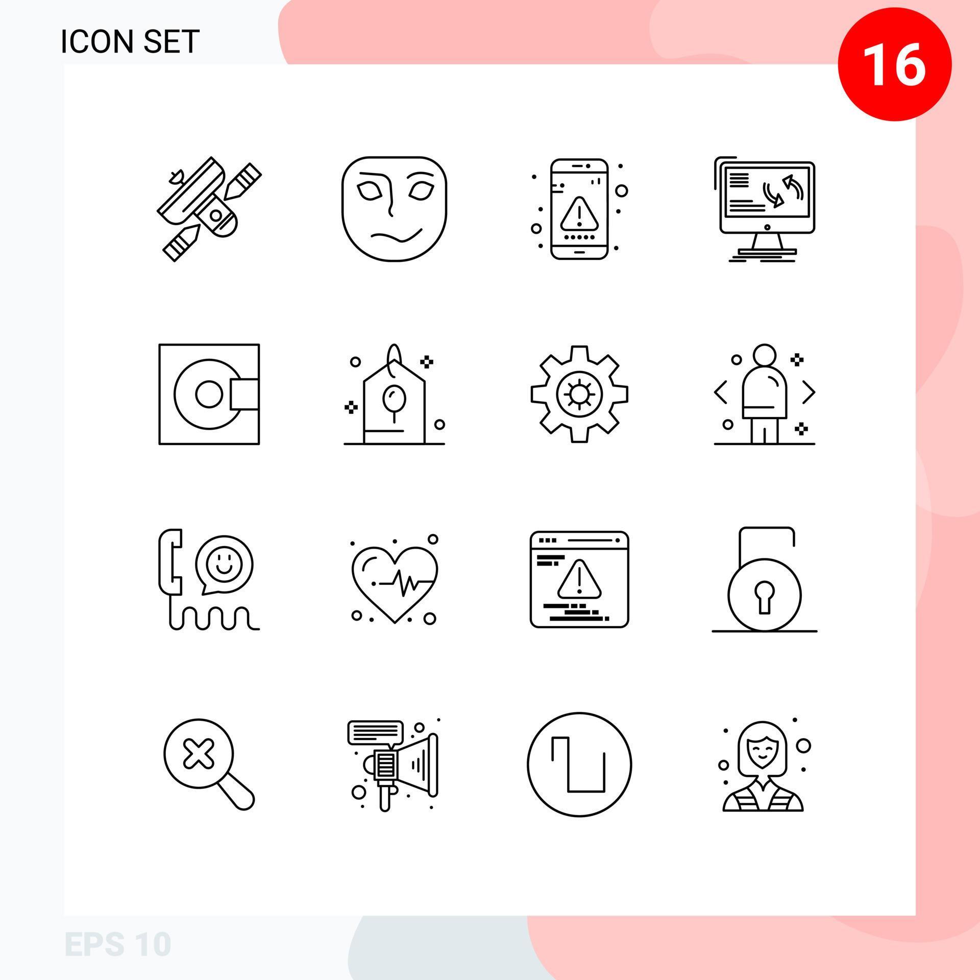 Stock Vector Icon Pack of 16 Line Signs and Symbols for data sync mask ...