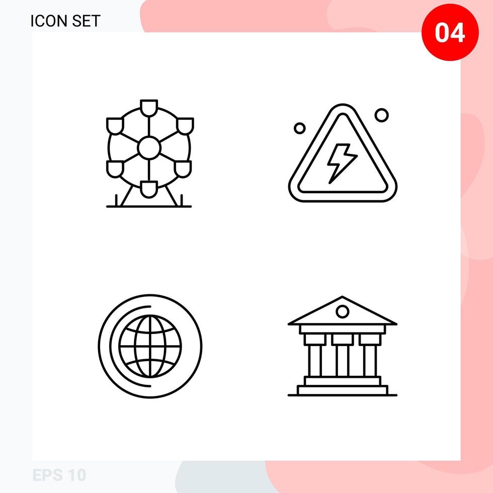 Vector Pack of 4 Icons in Line Style Creative Outline Pack isolated on ...