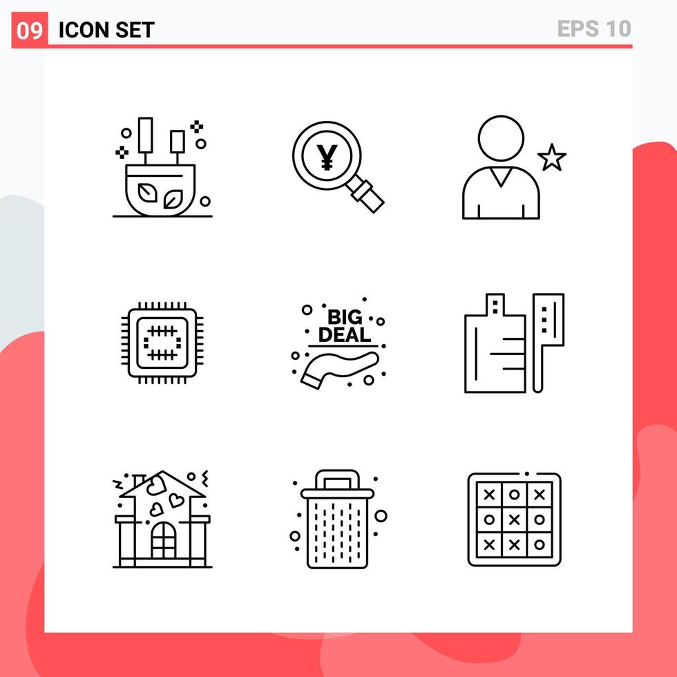 Collection of 9 Vector Icons in Line style Modern Outline Symbols for ...