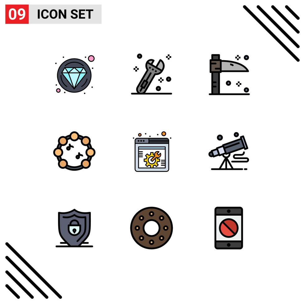 Set Of 9 Modern Ui Icons Symbols Signs For Spyglass Webpage Scythe Web Setting Spanner Editable