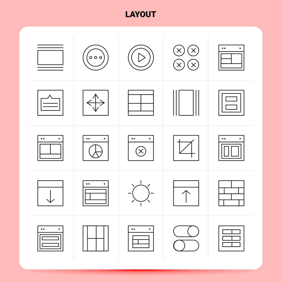 OutLine 25 Layout Icon set Vector Line Style Design Black Icons Set ...