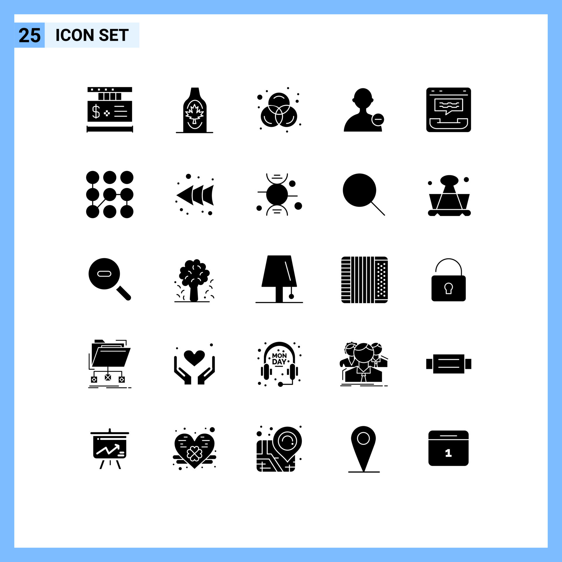 User Interface Pack Of 25 Basic Solid Glyphs Of Communication Call Maple User Basic Editable