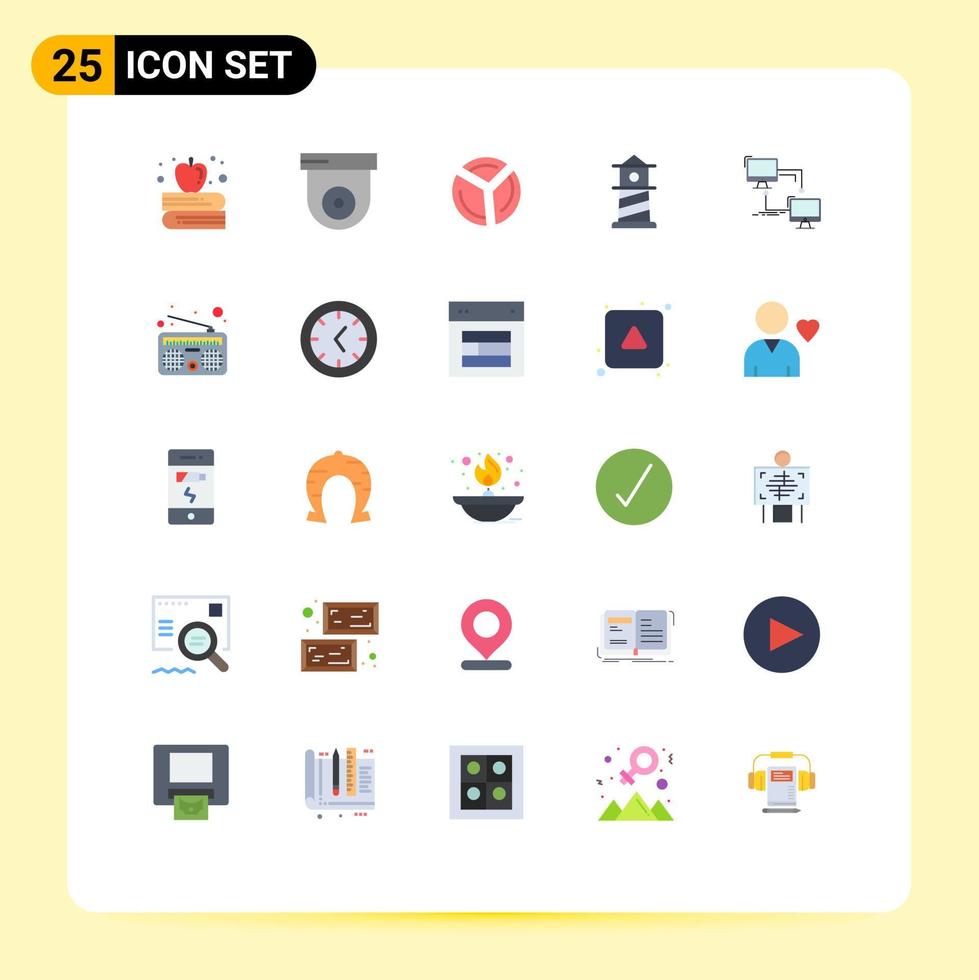 Stock Vector Icon Pack Of 25 Line Signs And Symbols For Computer Connection Pie Chart Lan House
