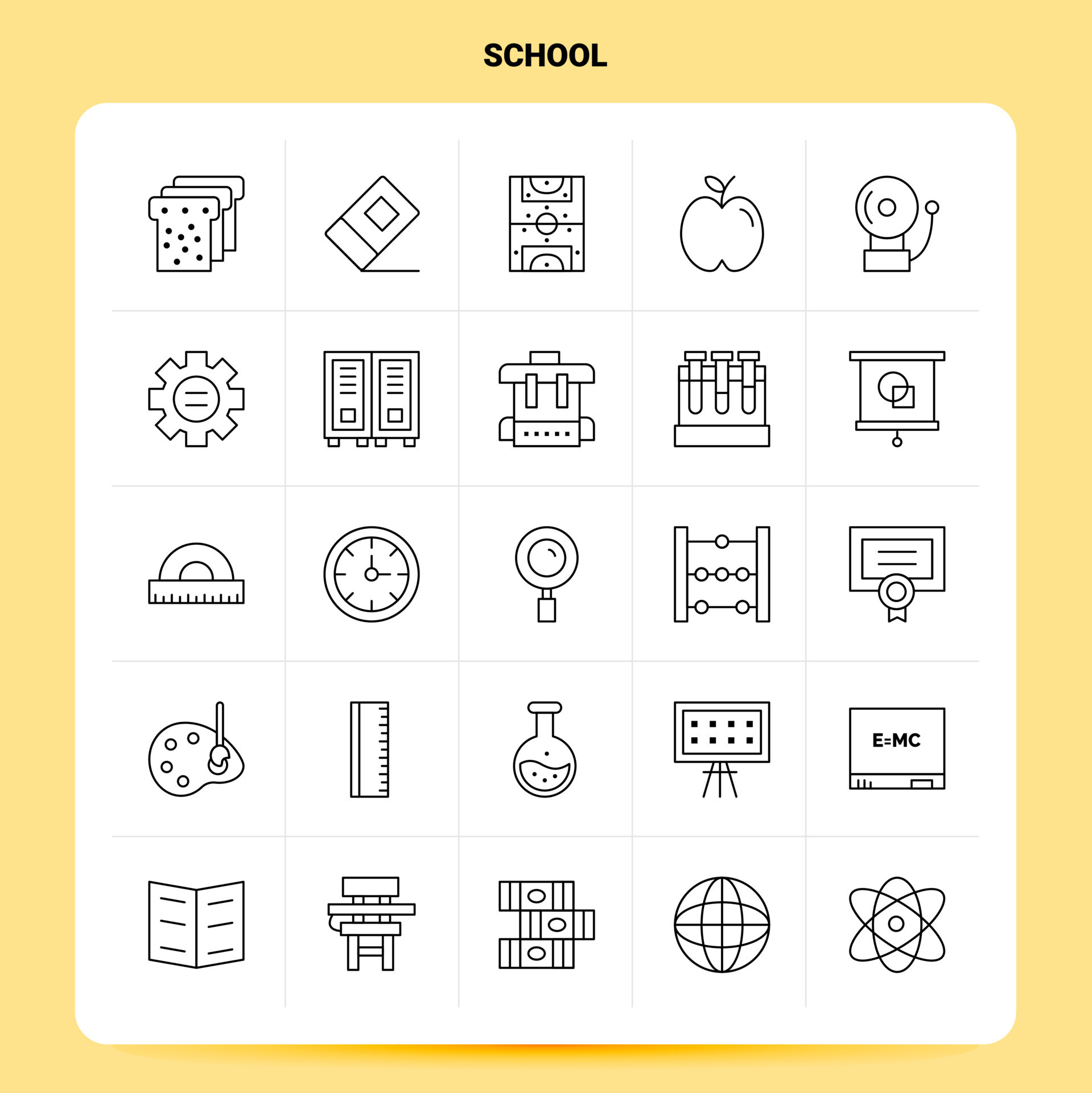 Outline 25 School Icon Set Vector Line Style Design Black Icons Set Linear Pictogram Pack Web