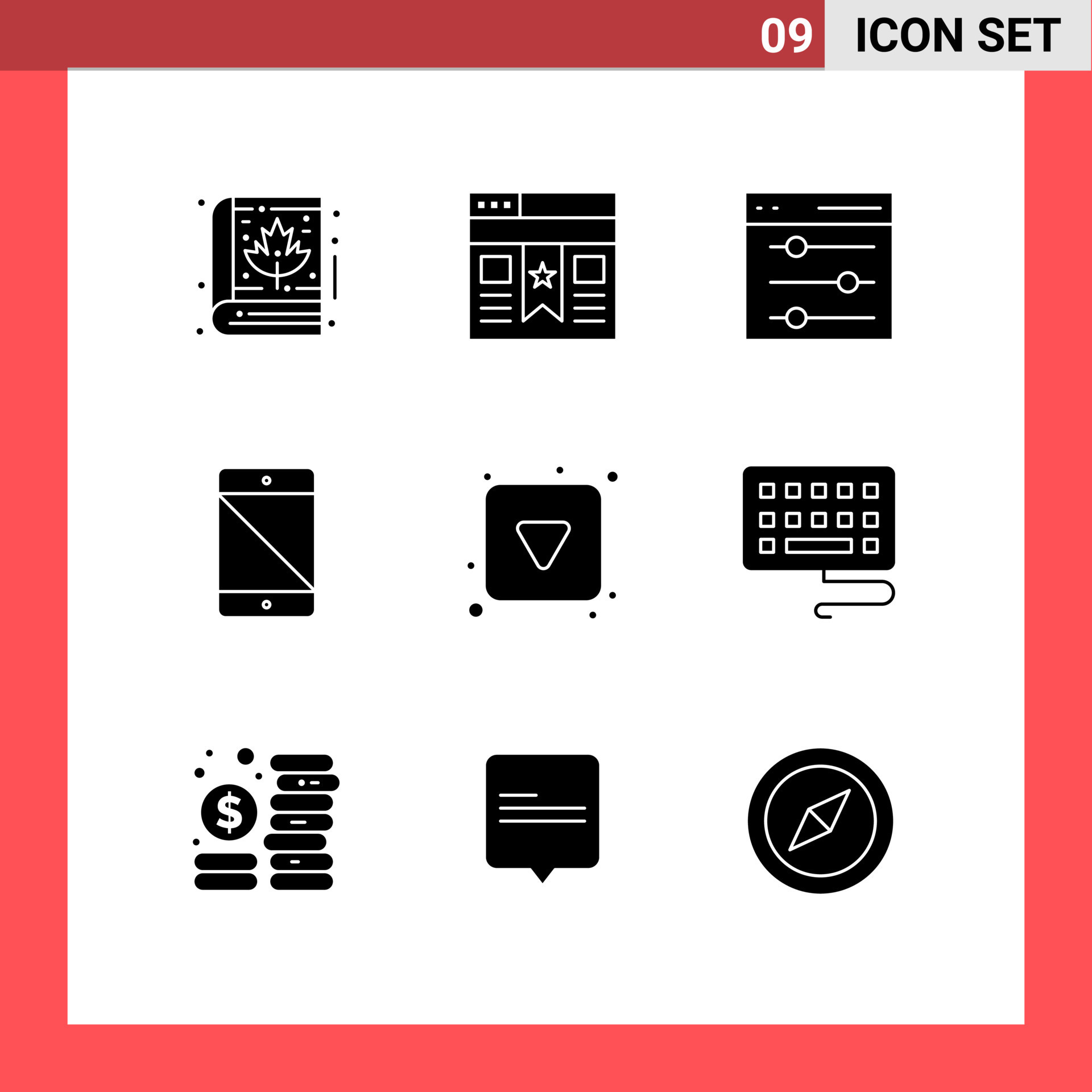 Stock Vector Icon Pack of 9 Line Signs and Symbols for play button pc ...