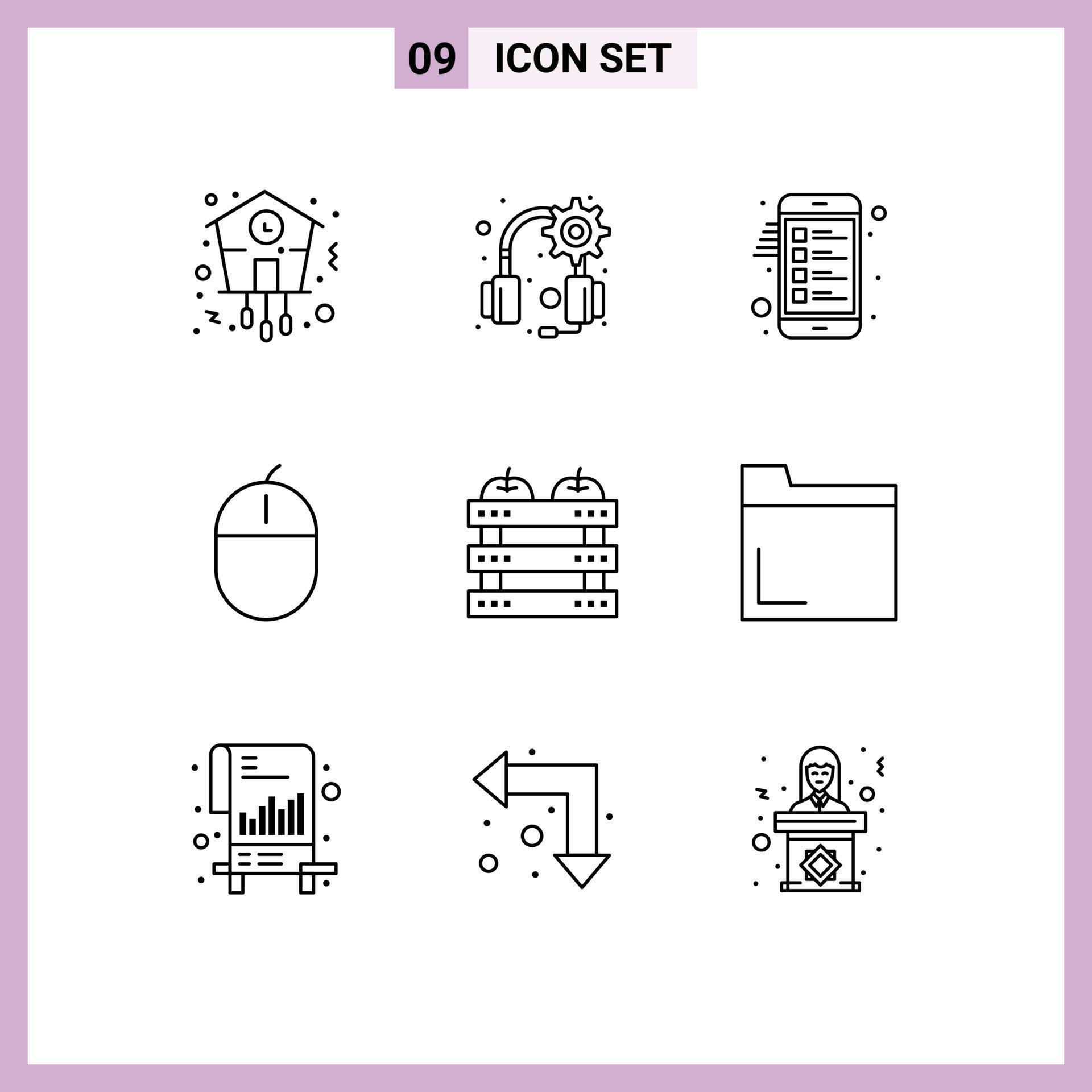 Set Of 9 Vector Outlines On Grid For Apple Hardware Checklist Gadget