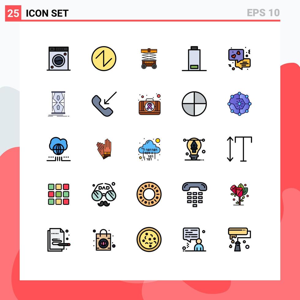 Mobile Interface Filled Line Flat Color Set Of 25 Pictograms Of Access Communication Forklift