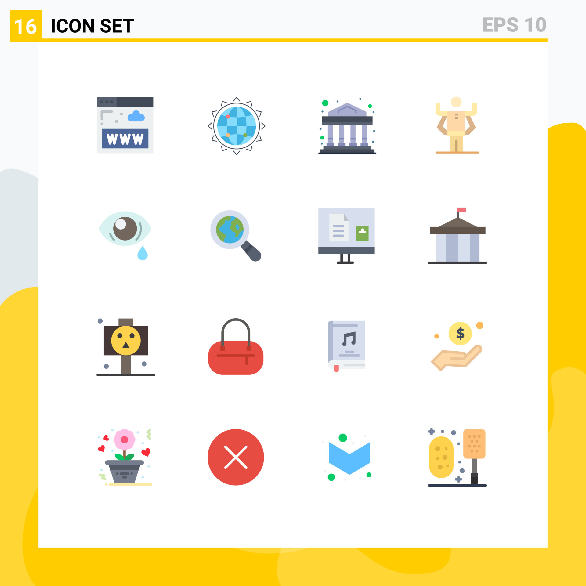 User Interface Pack Of 16 Basic Flat Colors Of Droop Organization Optimization Multitask Ability