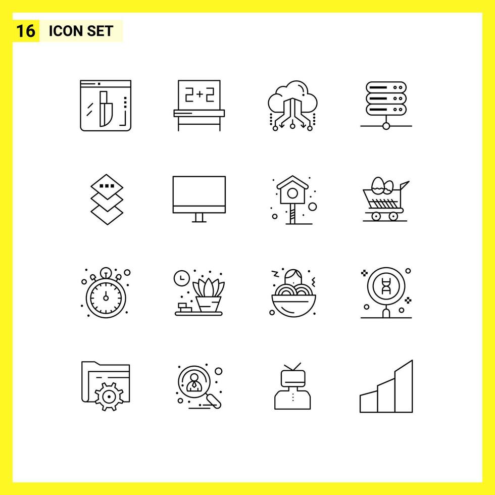 Set Of 16 Commercial Outlines Pack For Square Design Link Server Database Editable Vector Design