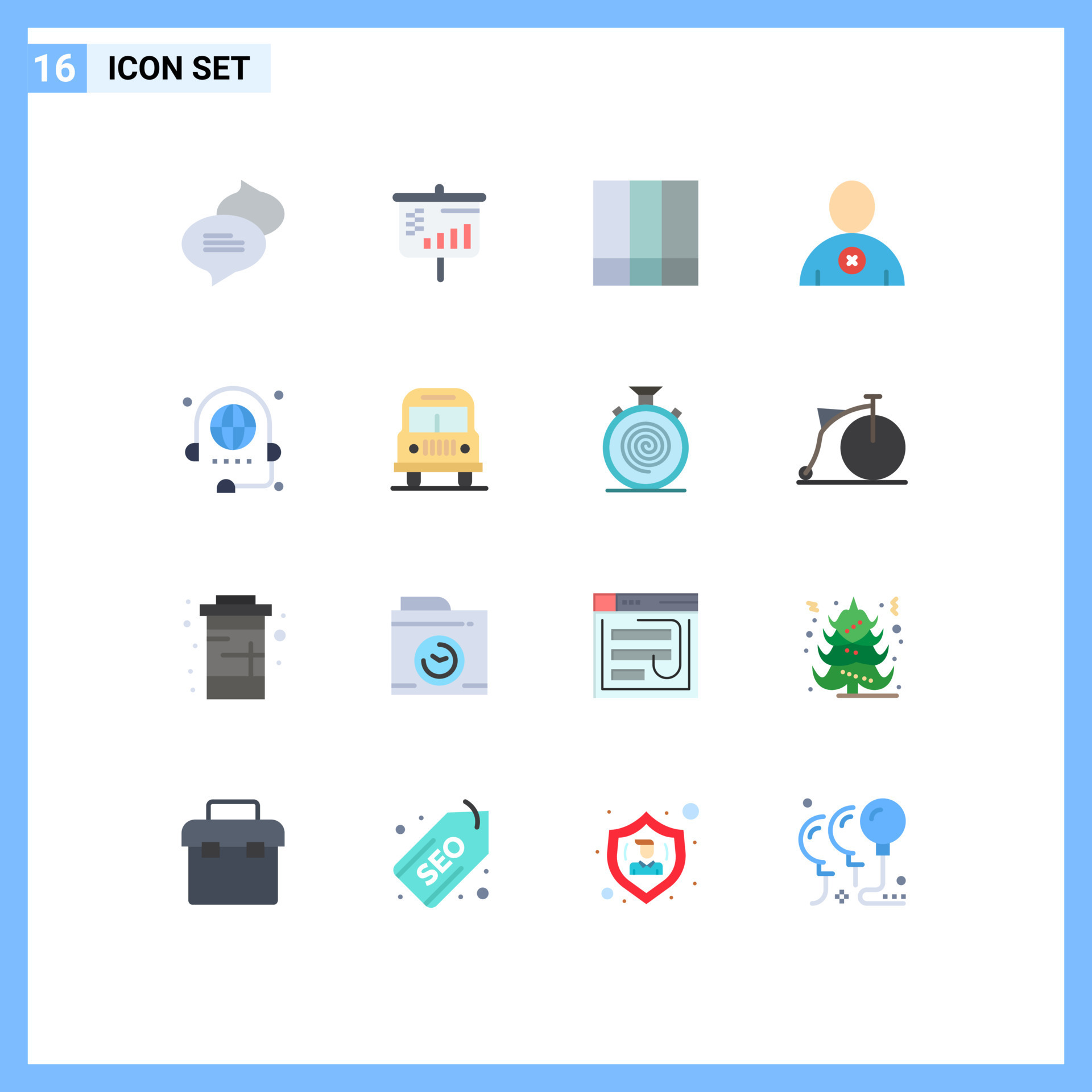 16 User Interface Flat Color Pack Of Modern Signs And Symbols Of Global Conference Layout