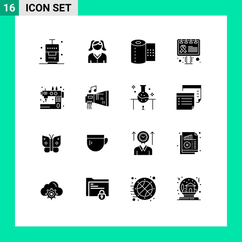 Stock Vector Icon Pack of 16 Line Signs and Symbols for sew handcraft ...