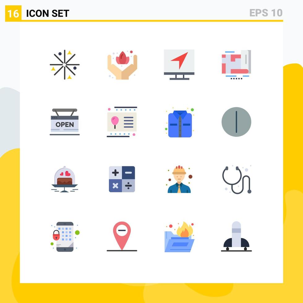 16 Thematic Vector Flat Colors And Editable Symbols Of Shop Navigation