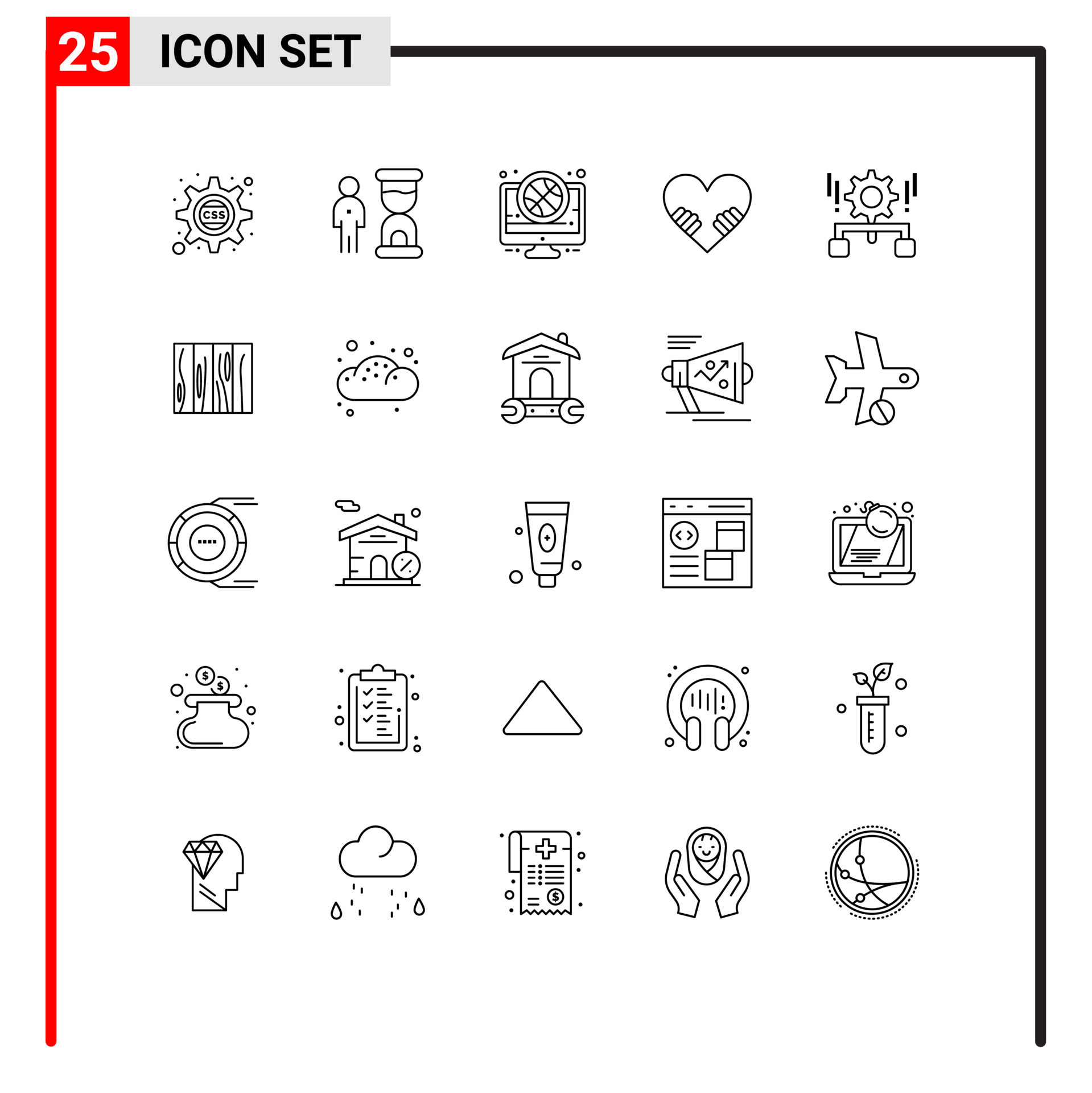 Editable Vector Line Pack Of 25 Simple Lines Of Configuration Love Person Heart Live Editable