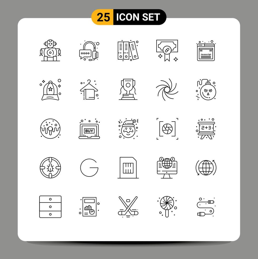 25 User Interface Line Pack of modern Signs and Symbols of accessories ...