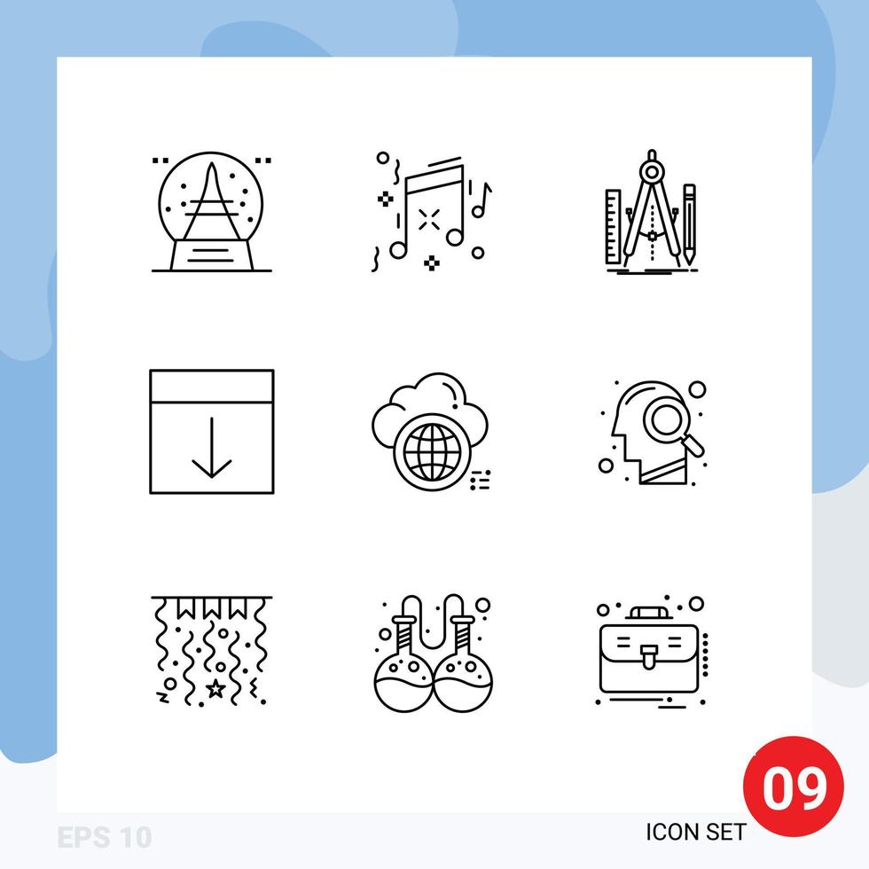 Modern Set Of 9 Outlines And Symbols Such As Cloud Layout Design Interface Arrange Editable
