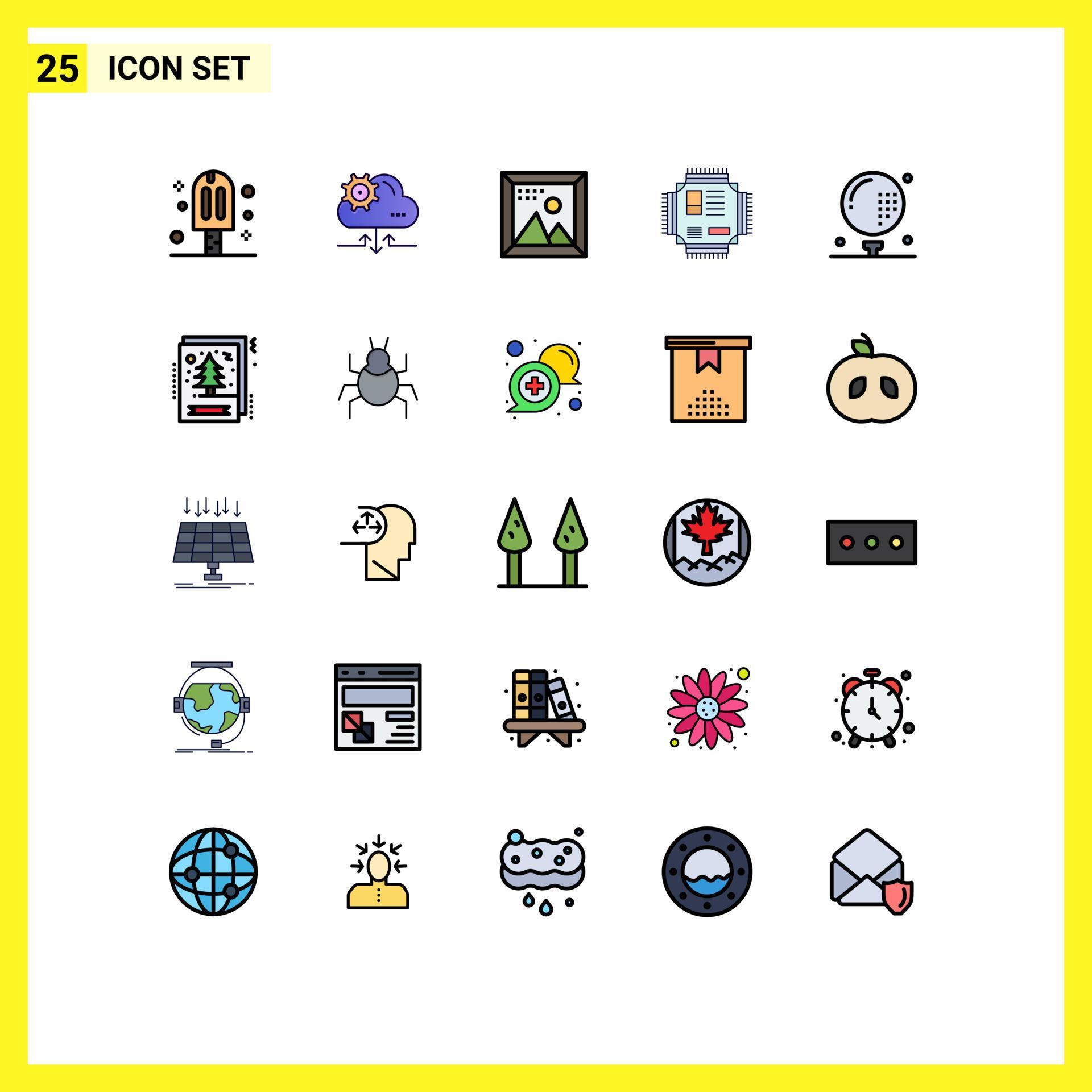 25 User Interface Filled Line Flat Color Pack Of Modern Signs And Symbols Of Technology