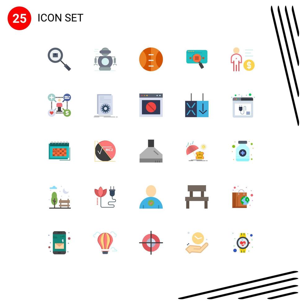 25 Universal Flat Color Signs Symbols Of Web Information Robot Data Analytic Editable Vector
