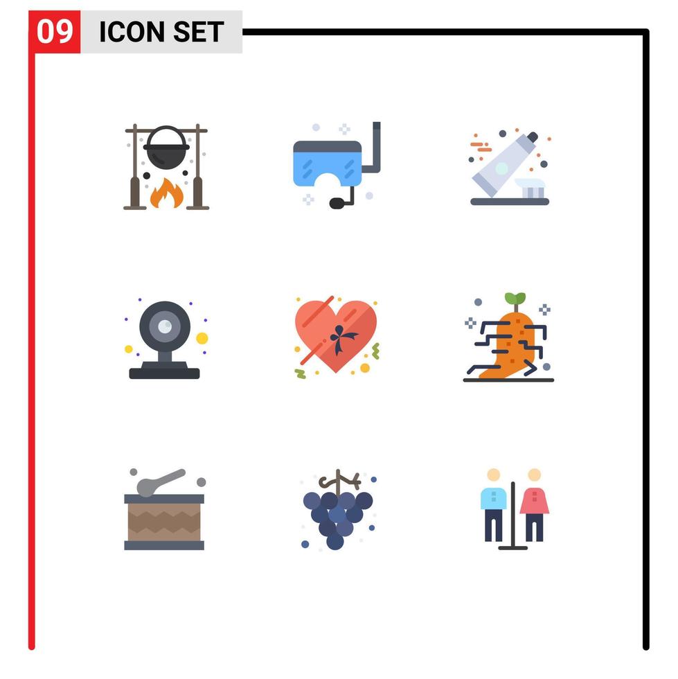 9 Universal Flat Colors Set For Web And Mobile Applications Video Camera Web Sea Camera