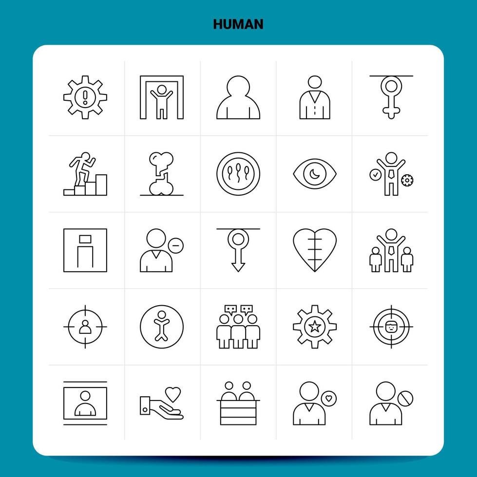 Outline 25 Human Icon Set Vector Line Style Design Black Icons Set Linear Pictogram Pack Web And
