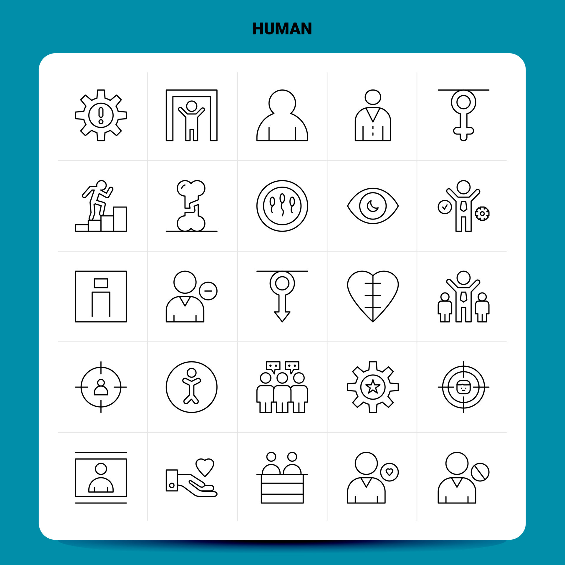 Outline 25 Human Icon Set Vector Line Style Design Black Icons Set Linear Pictogram Pack Web And