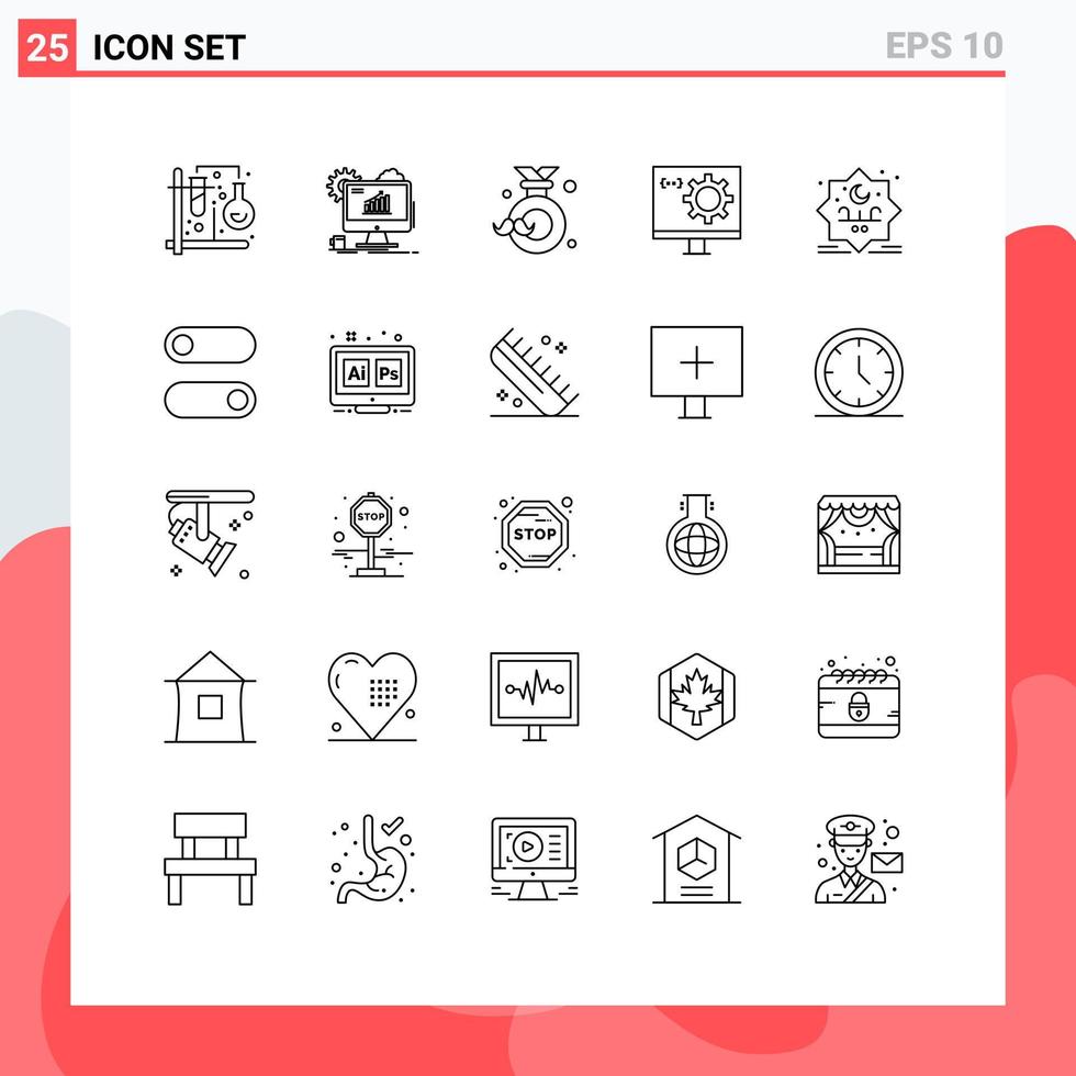Set Of 25 Modern Ui Icons Symbols Signs For Develop Coding Web Label