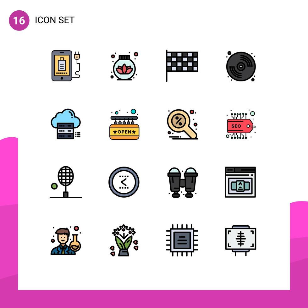 Editable Vector Line Pack of 16 Simple Flat Color Filled Lines of cloud ...