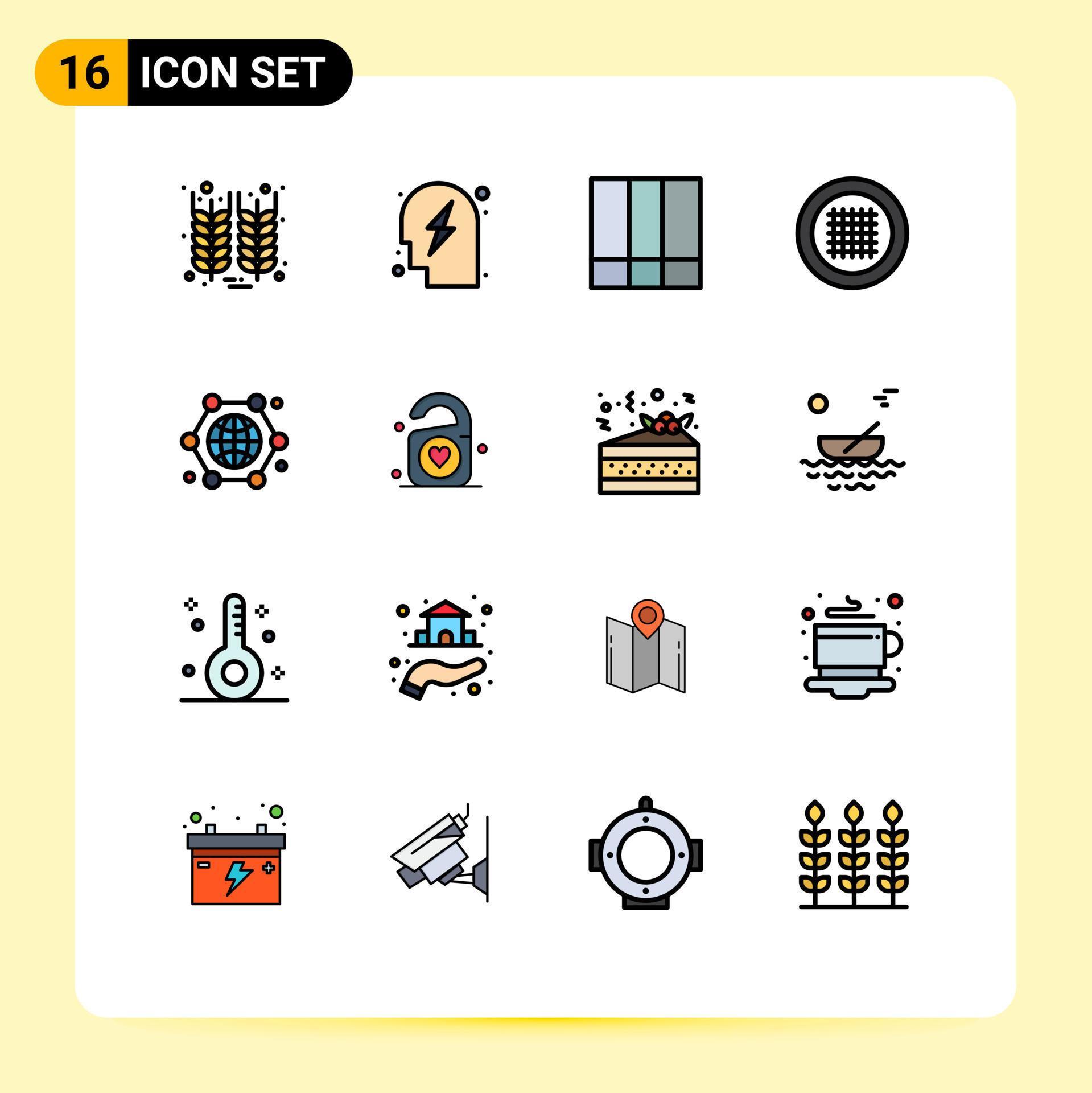 Editable Vector Line Pack Of 16 Simple Flat Color Filled Lines Of Connection Streamline Grid