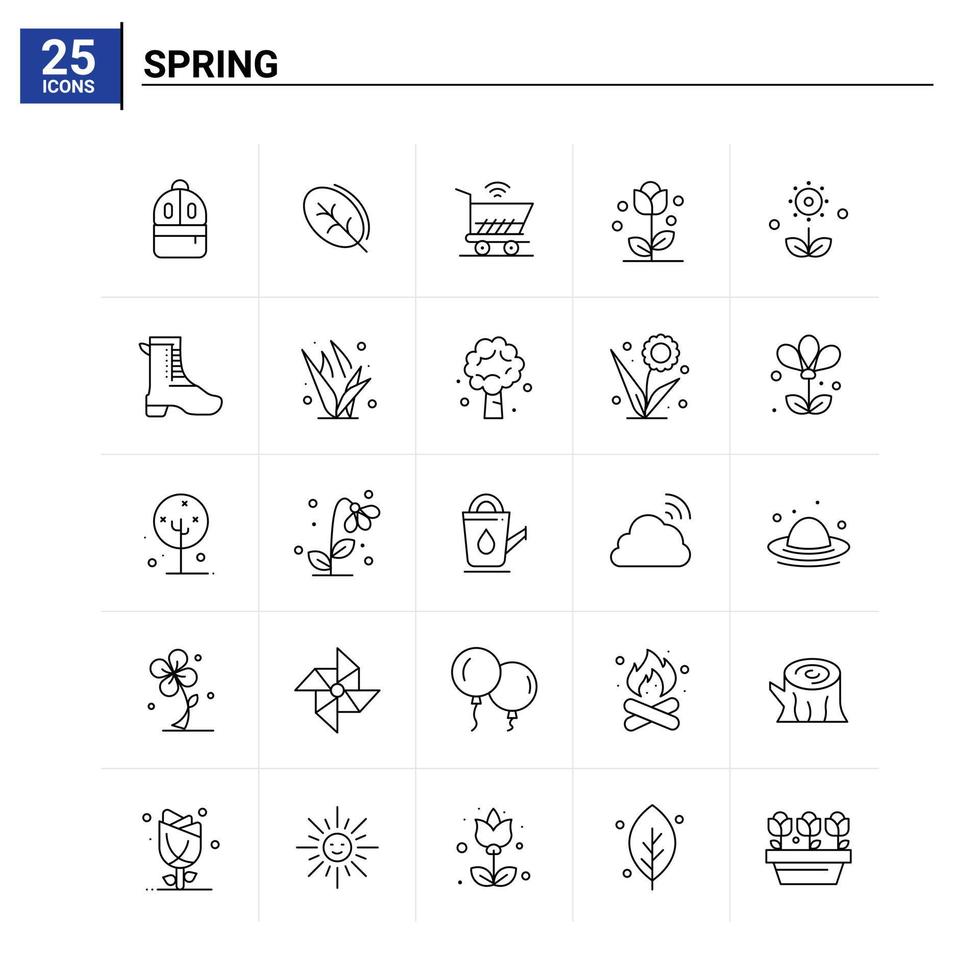 25 Spring icon set vector background 17938661 Vector Art at Vecteezy
