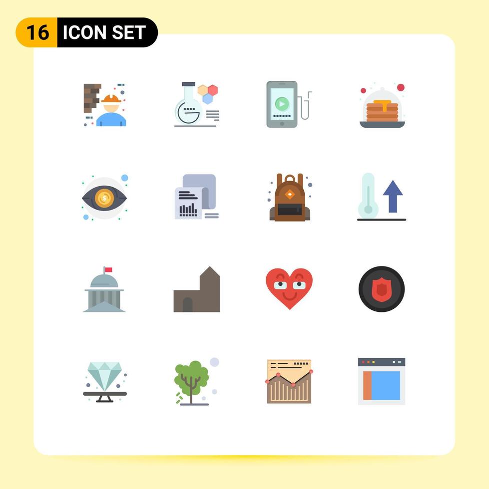 Editable Vector Line Pack Of 16 Simple Flat Colors Of View Sweets