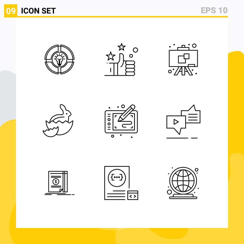 9 Universal Outlines Set For Web And Mobile Applications Art Graphic Chalkboard Nature Easter