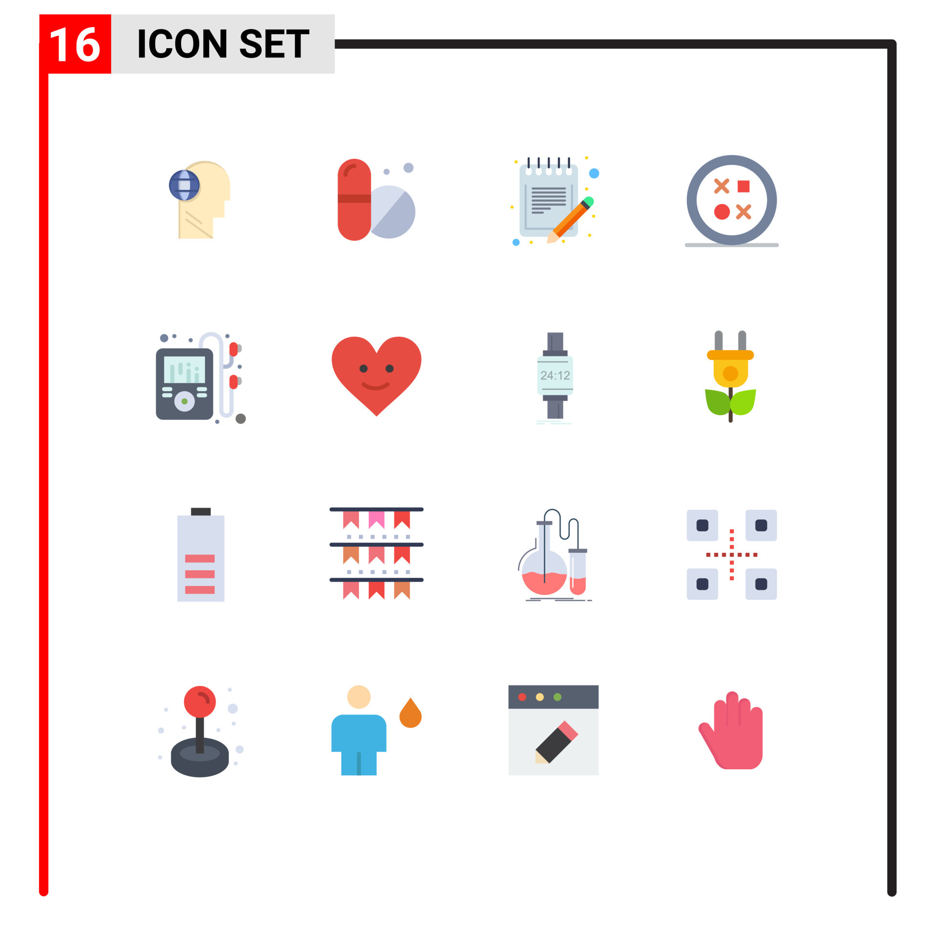 Stock Vector Icon Pack Of 16 Line Signs And Symbols For Shape Development List Design Sheet