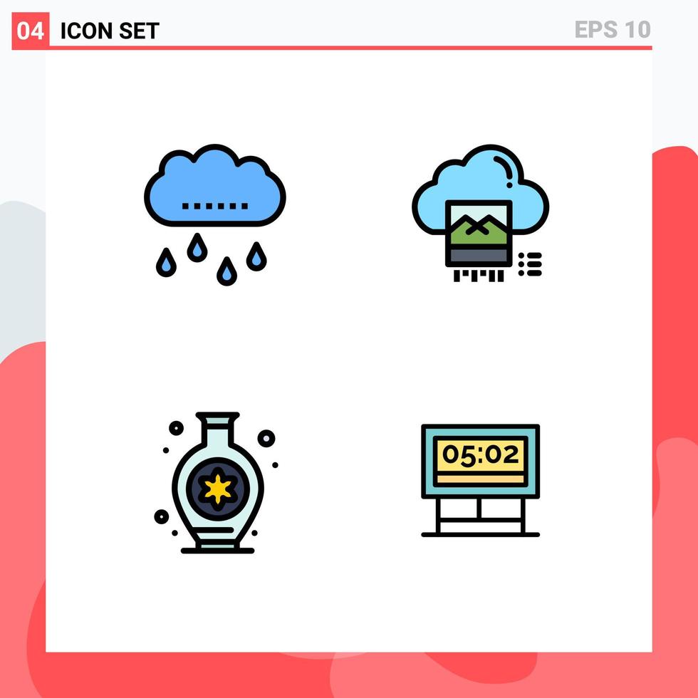 Set of 4 Modern UI Icons Symbols Signs for cloud vase thanksgiving file ...
