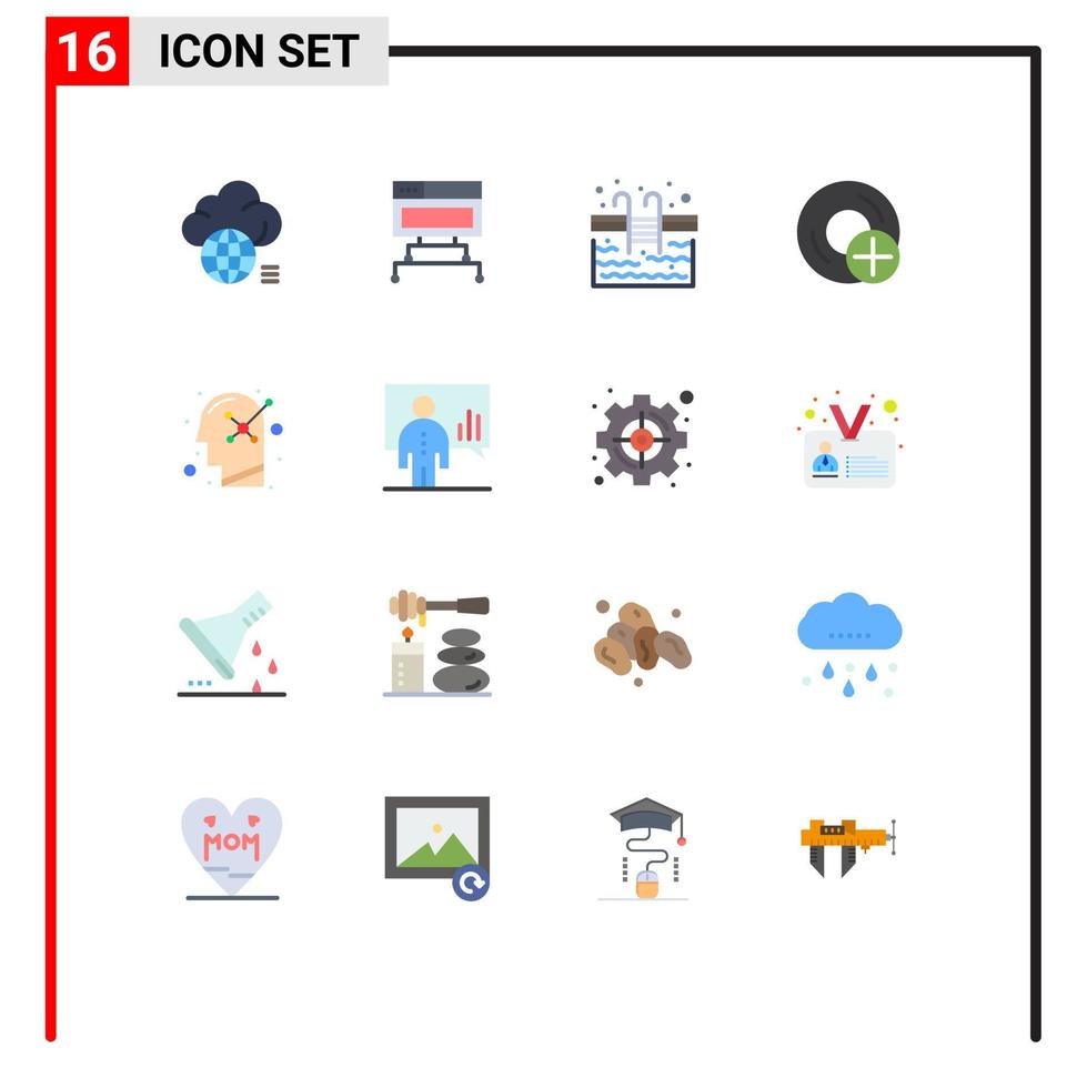 Modern Set Of 16 Flat Colors And Symbols Such As Gadget Devices Database Computers Swimming
