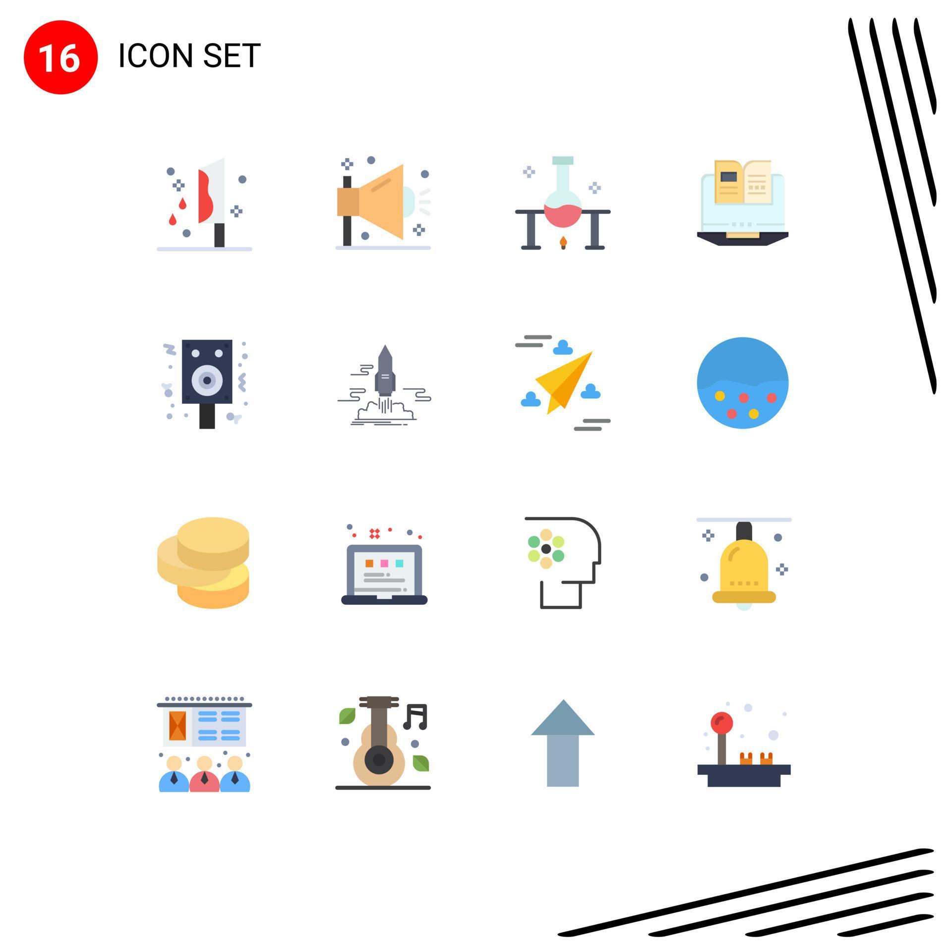 Set Of 16 Vector Flat Colors On Grid For Book Laptop Seo Science Lab Science Editable Pack Of