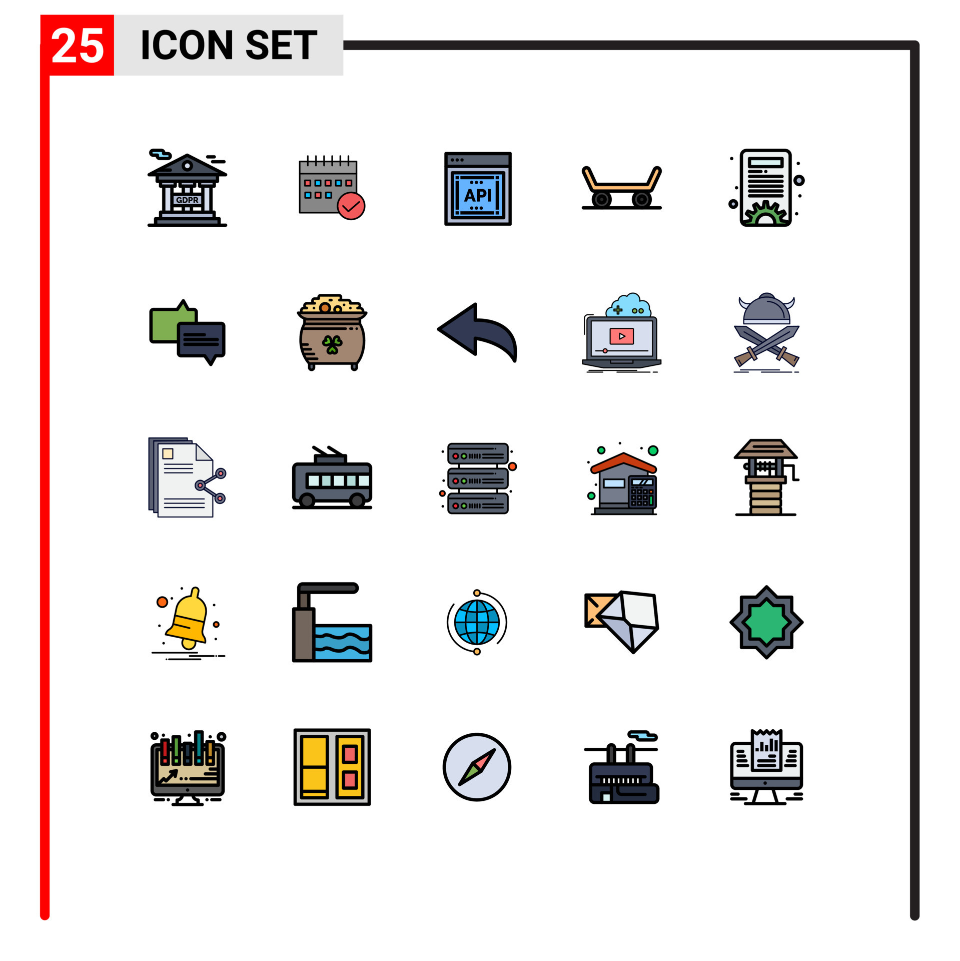 Set Of 25 Modern Ui Icons Symbols Signs For Content Management Skateboard Event Software Api