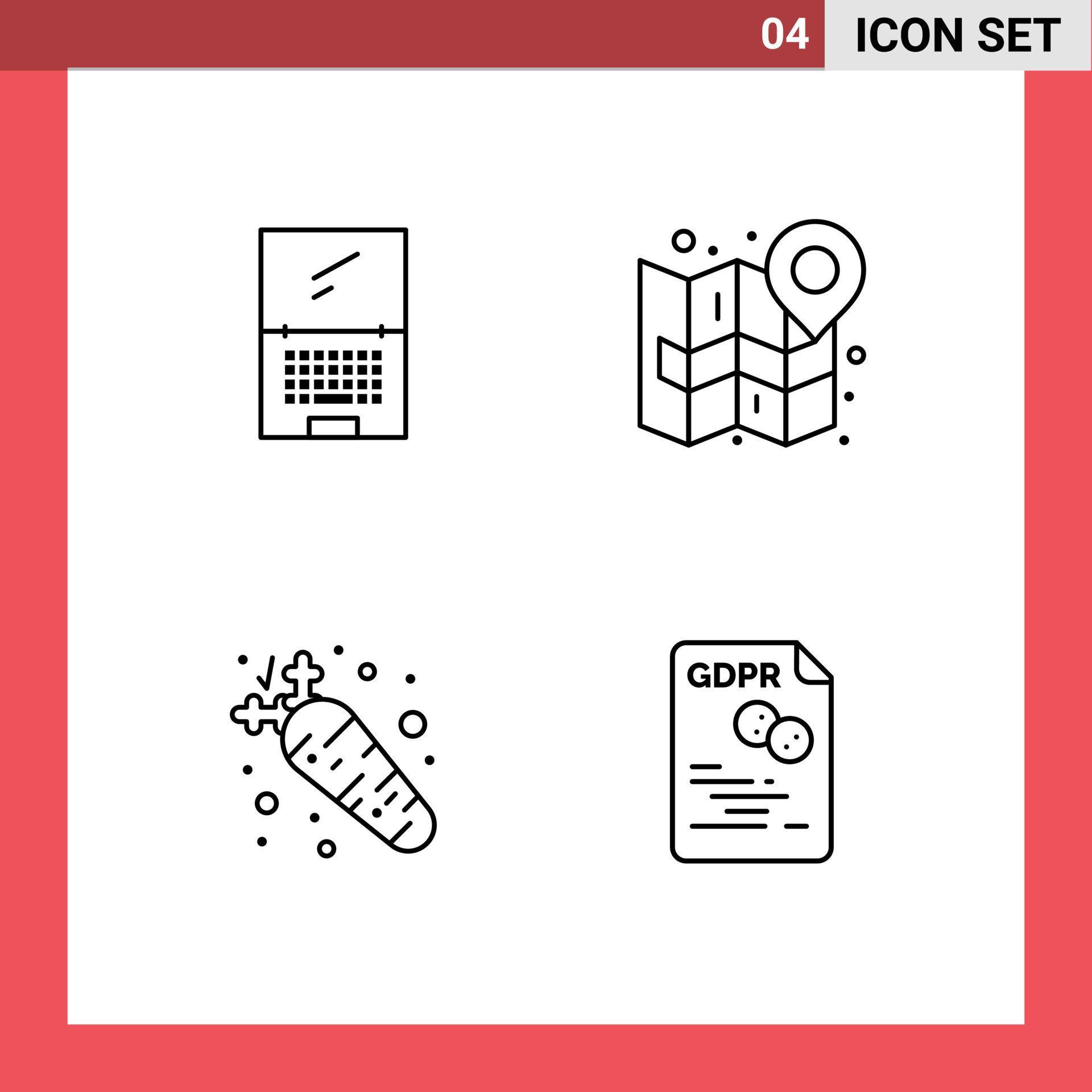 User Interface Pack Of 4 Basic Filledline Flat Colors Of Computer Plan