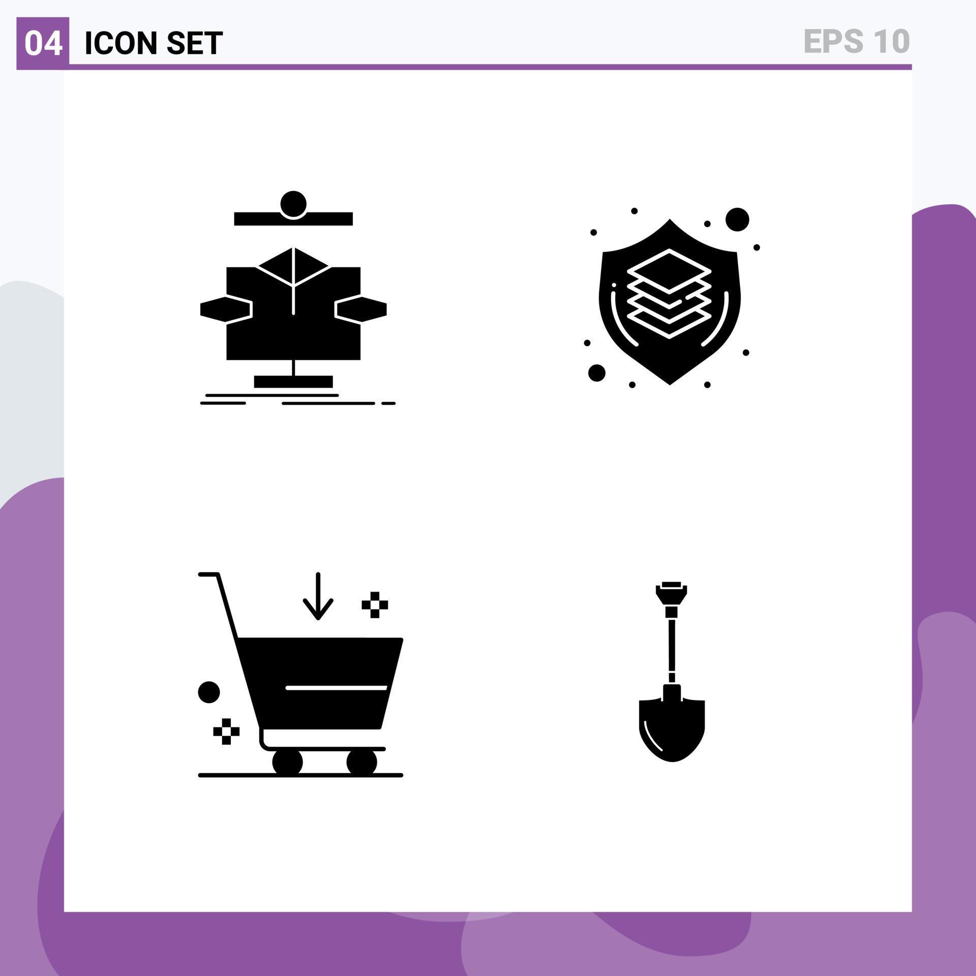 Universal Icon Symbols Group of 4 Modern Solid Glyphs of algorithm ...