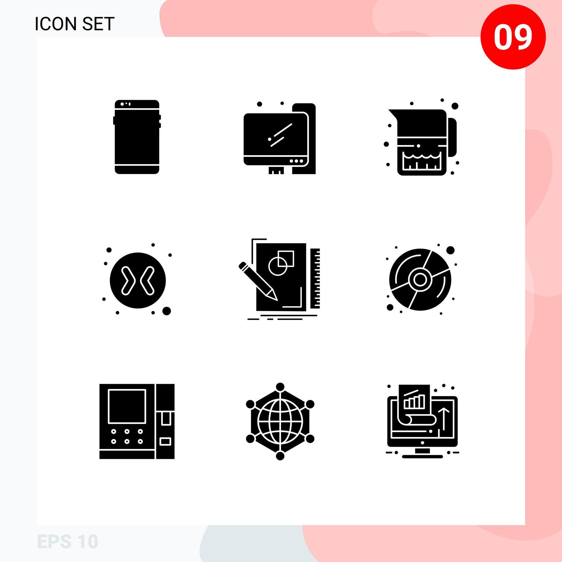 User Interface Pack of 9 Basic Solid Glyphs of design sketch food exchange arrows Editable ...