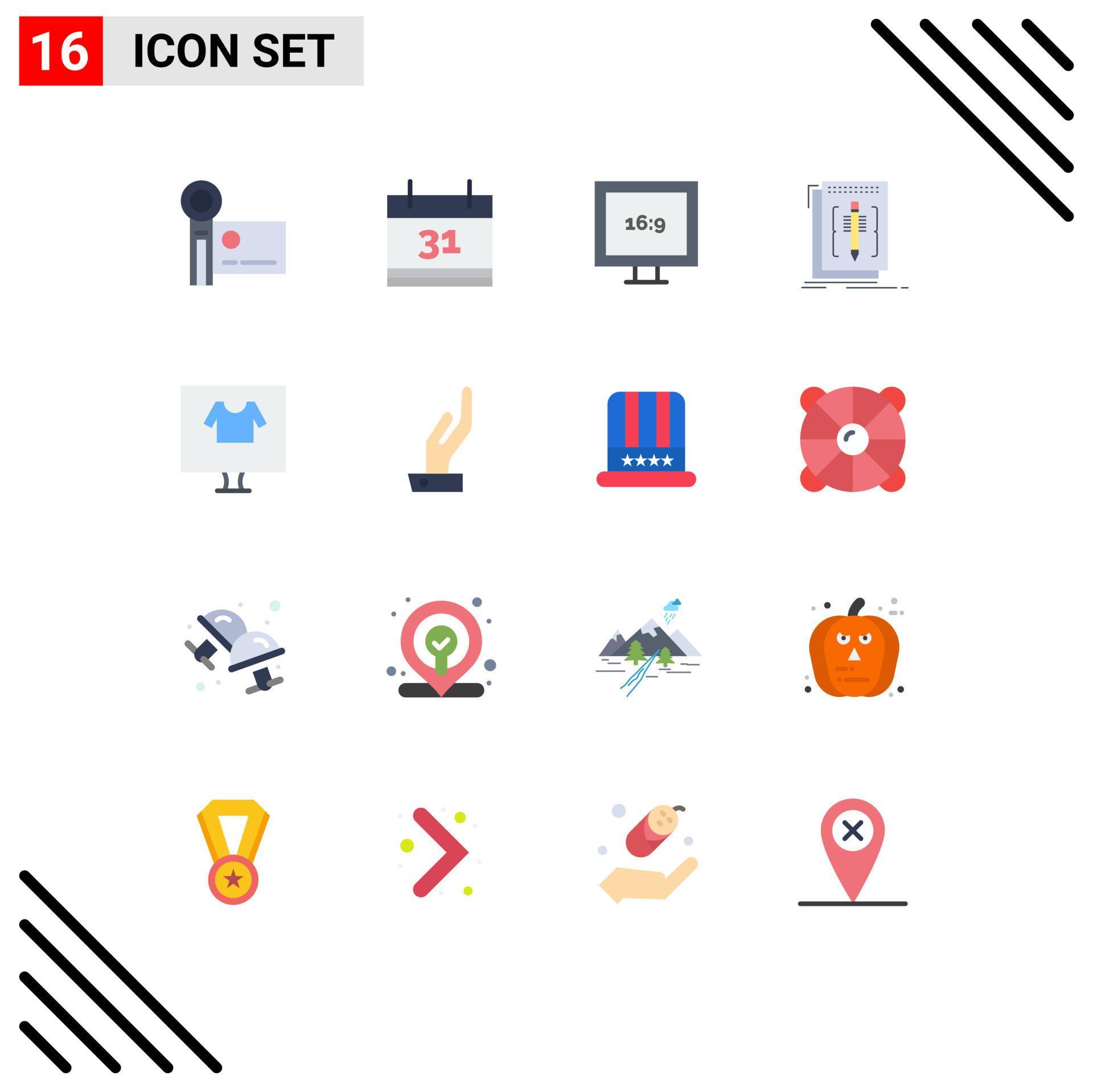 Stock Vector Icon Pack Of 16 Line Signs And Symbols For Commerce Program Aspect Ratio Language