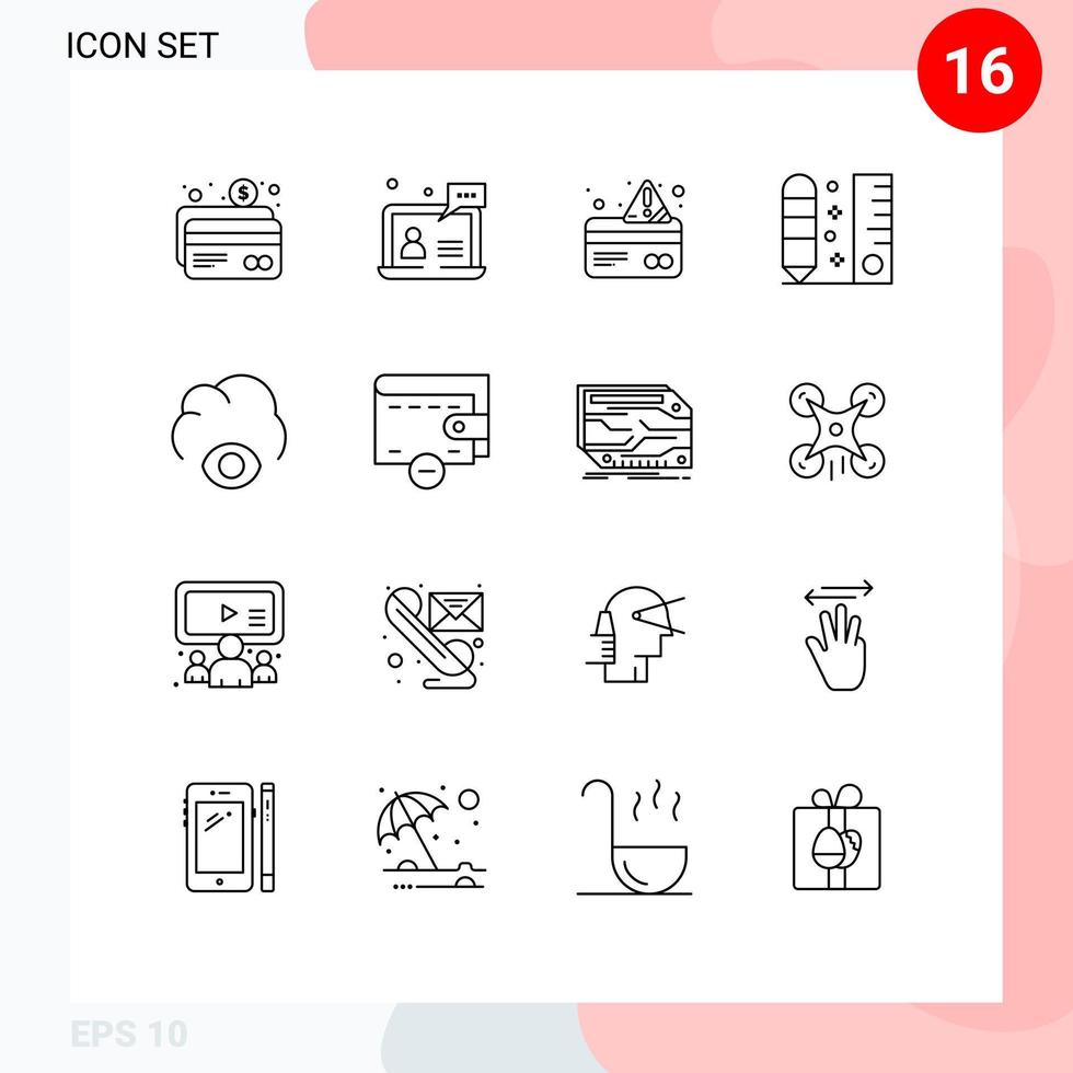 Stock Vector Icon Pack of 16 Line Signs and Symbols for scale pencil ...